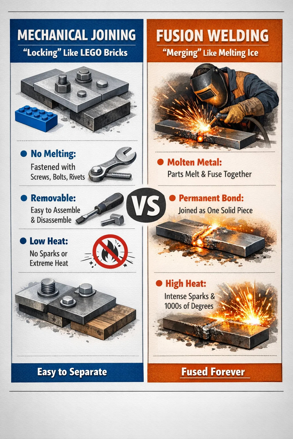 What is the difference between mechanical welding and fusion welding ...